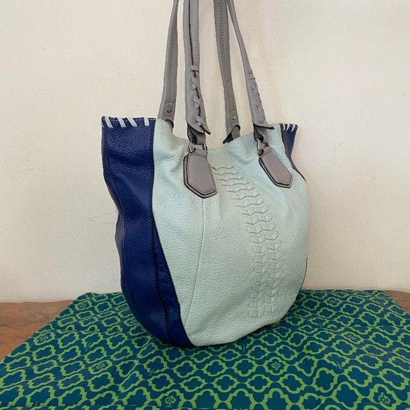 OR YANY | Bags | Yany Large Leather Handbag Tote Mint Dark Blue | Poshmark